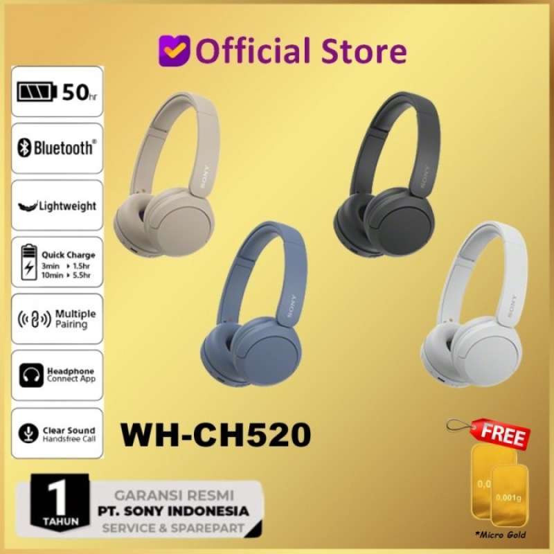 Jual Sony Wh-ch520 Whch520 Ch 520 Wireless Bluetooth On Ear Headphones ...