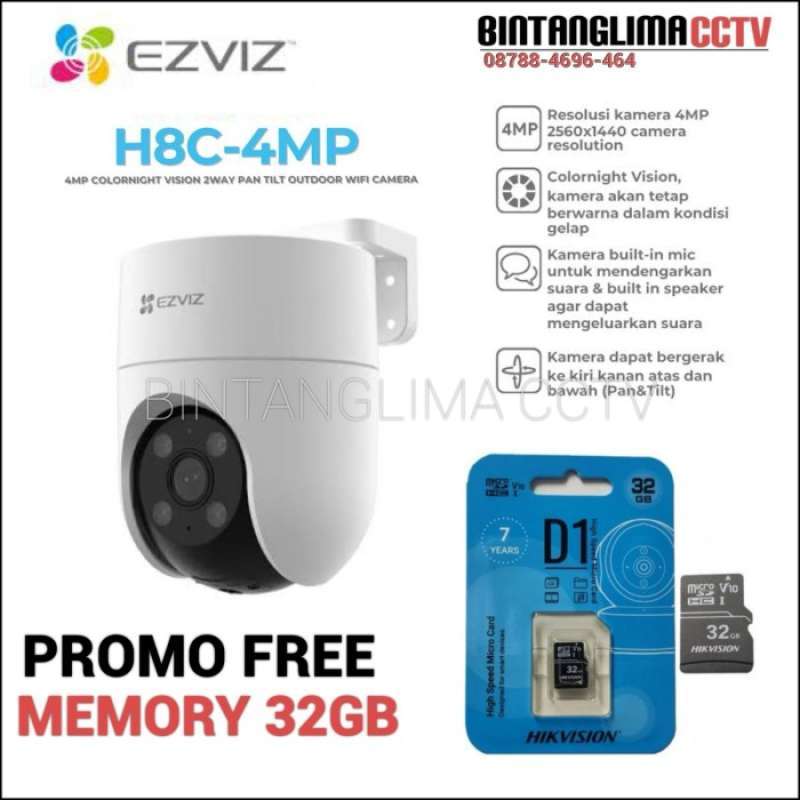 Promo H8c 4mp 2k Outdoor Ip Camera Pan & Tilt 360 Cctv Wifi Ipcam 2way ...