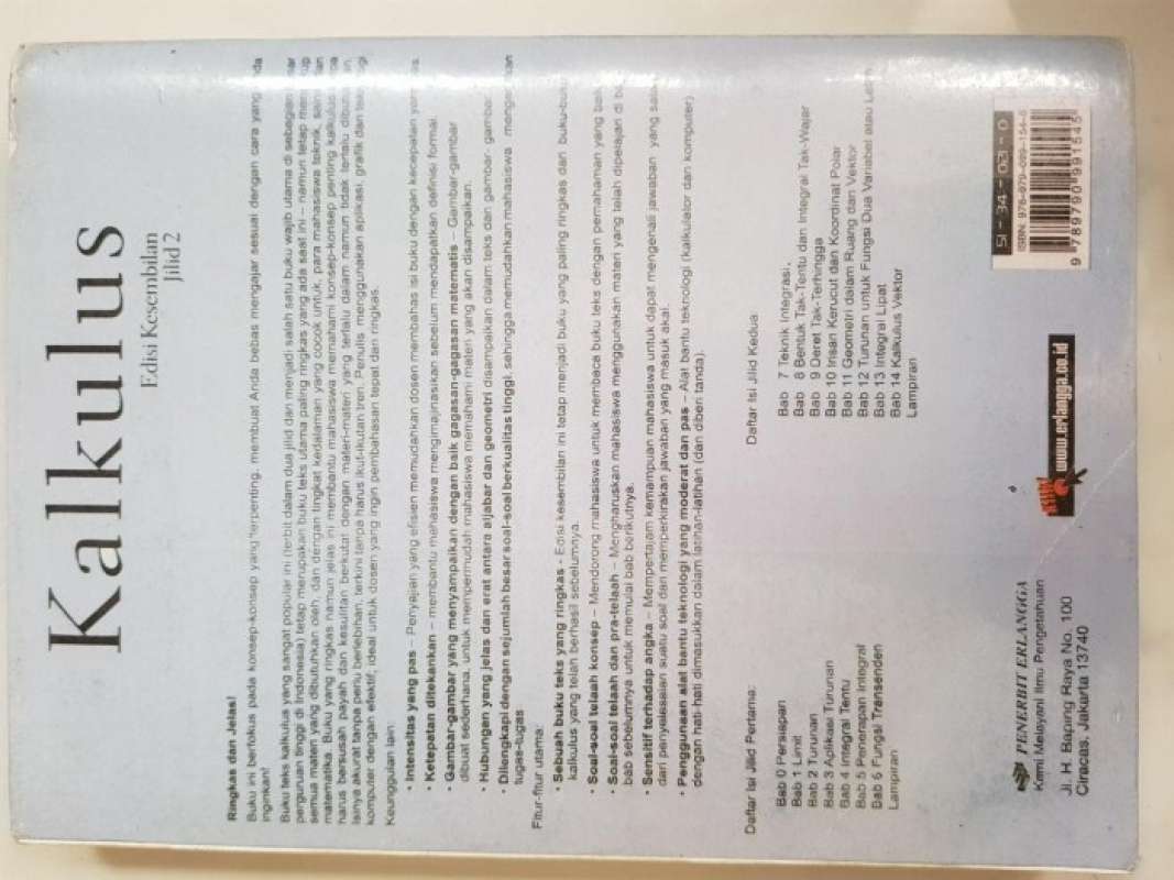Jual Kalkulus Edisi Kesembilan Jilid 2 Varberg Purcell Rigdon Erlangga ...