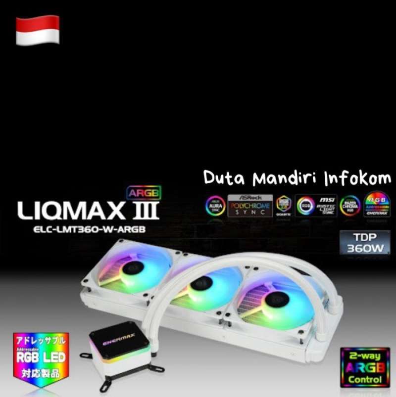Promo Ener Liq Iii 360 Argb White Elc-lmt360-w-argb Aio Liquid Cooler ...