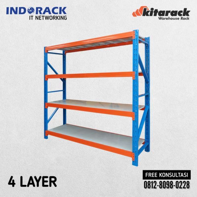 Promo Rak Gudang Light Duty 4 Level / Susun, Tinggi 2 Meter, Rack ...