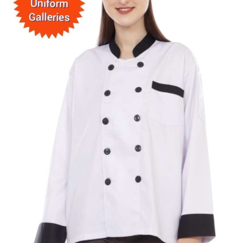 Jual Baju Chef Seragam Baju Koki Lengan Panjang Kombinasi Premium ...
