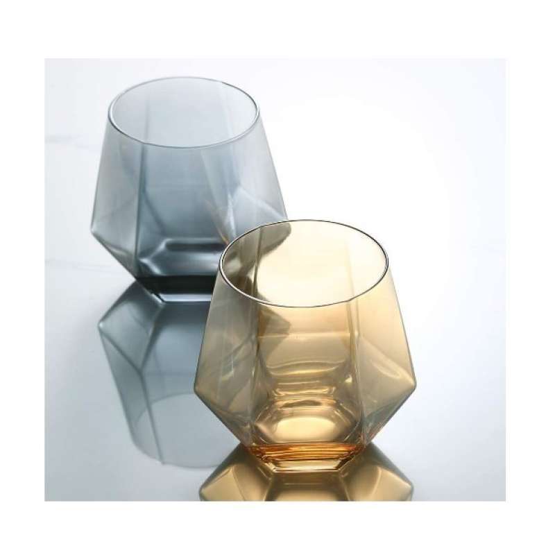 Promo Gelas Minum Kaca Kopi Teh Wine Juice Nordic Diamond Hexagonal ...