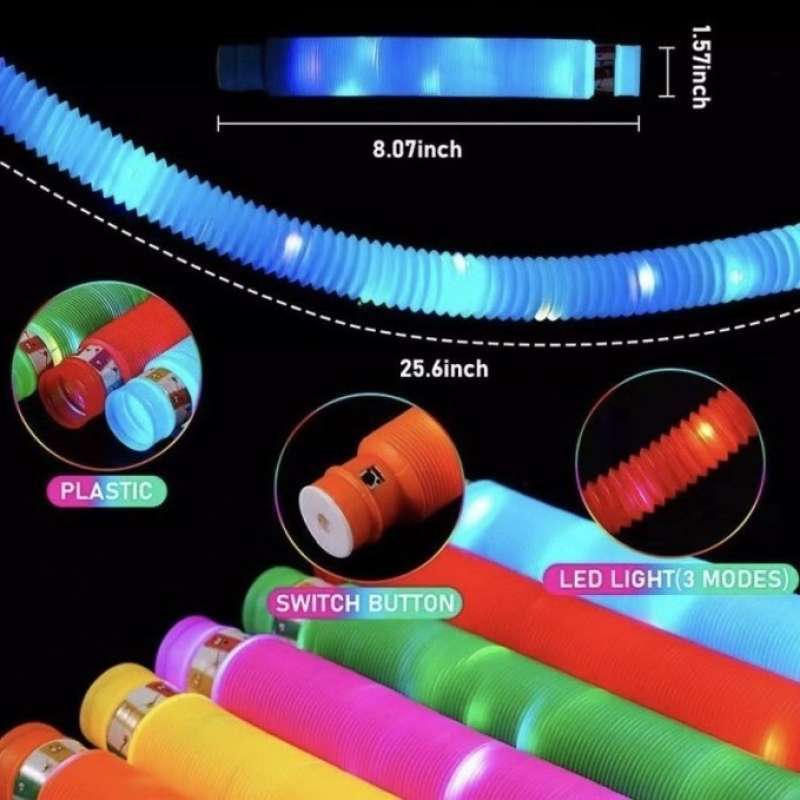 Promo Light Up Pop Pipes - Mainan Pop Tube Led Viral Fidget Toys - Biru ...