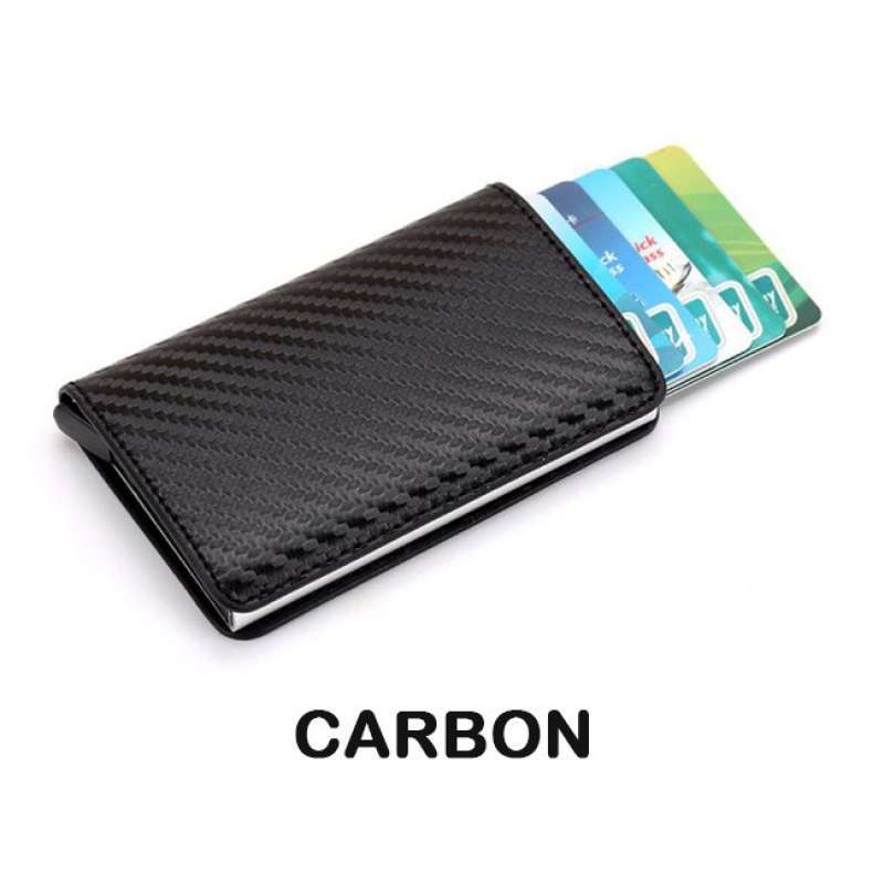 Promo Dompet Pria Mini Smart Wallet Anti Rfid Card Holder - Pu - Carbon ...