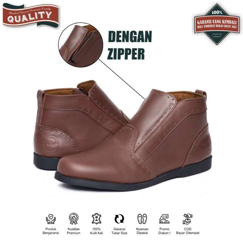 Promo Levin Brown - Sepatu Kulit Semi Boots Zipper Formal Pria - 39 ...