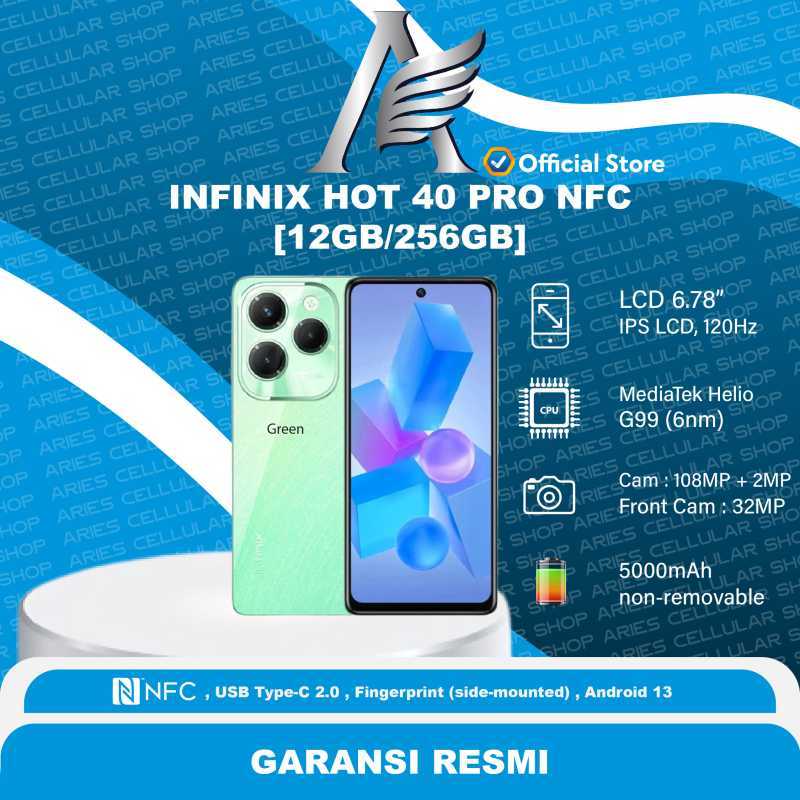 Promo Infinix Hot 40 Pro 12/256 Nfc Garansi Resmi - Starfall Green Diskon 25% Di Seller Acs ...