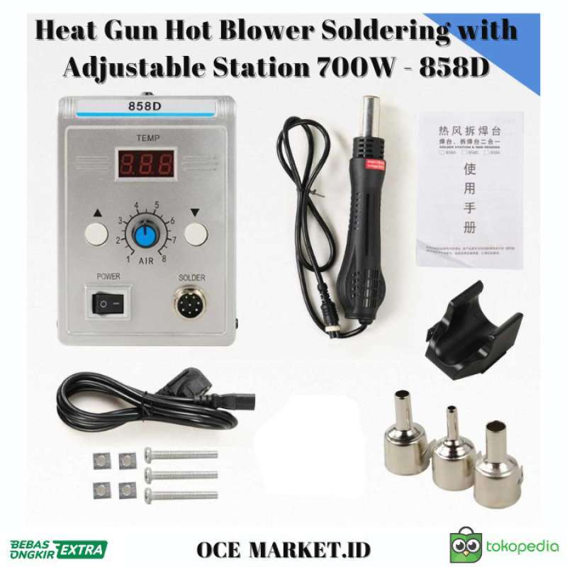 Promo Heat Gun Solder Hot Blower Dengan Station Suhu Adjustable 700 ...