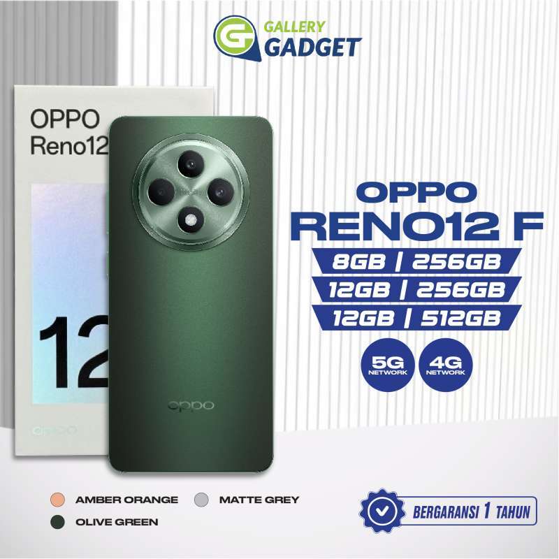 Promo Oppo Reno12 F 4g 5g 8/256gb 12/256gb 12/512gb Reno 12f Garansi Resmi - 5g 12/512gb Green ...