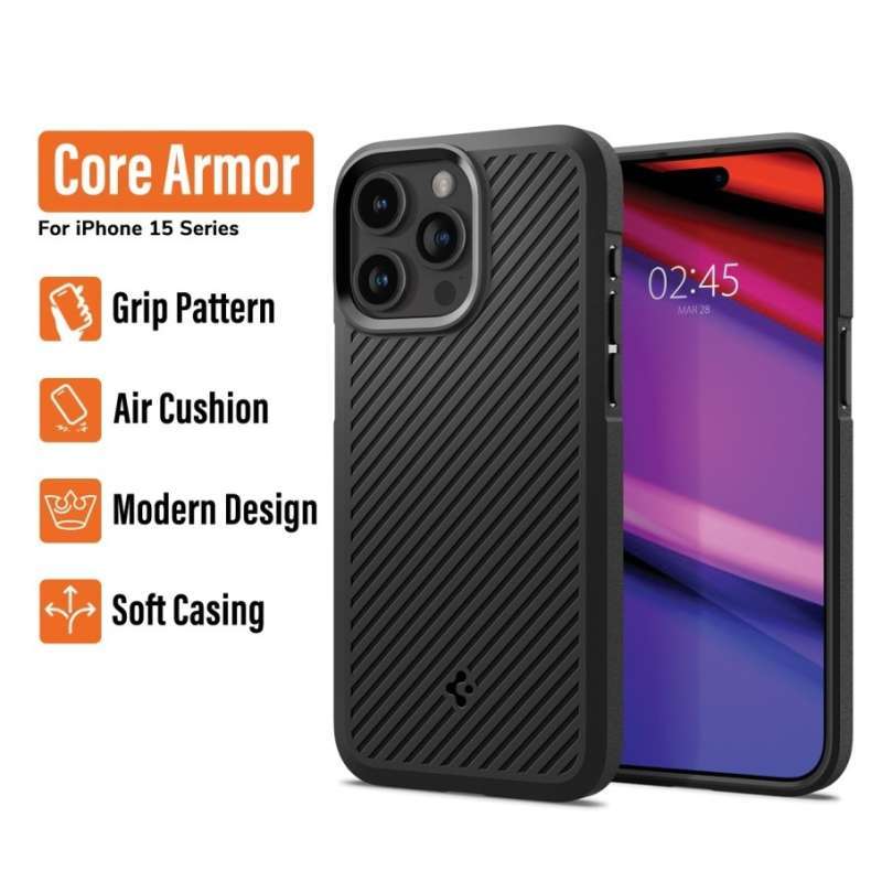 Promo Case iPhone 15 Series Spigen Core Armor Soft Matte Cover Casing ...