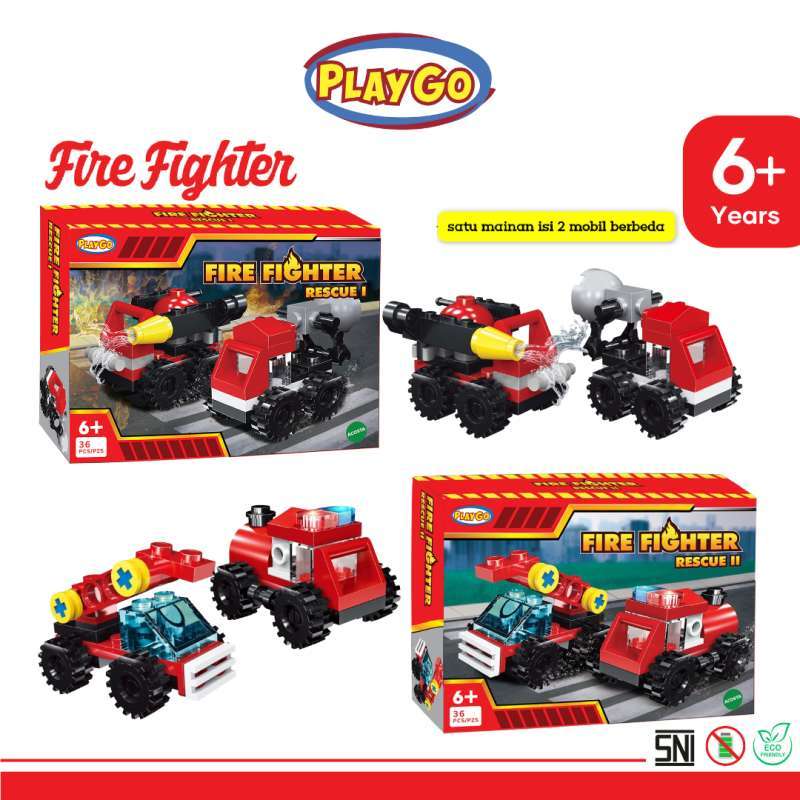 Promo Playgo Fire Fighter Mainan Lego Mobil Anak Kendaraan Pemadam Mini ...