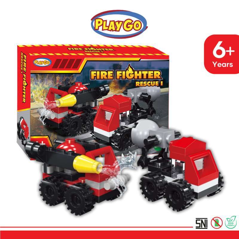 Promo Playgo Fire Fighter Mainan Lego Mobil Anak Kendaraan Pemadam Mini ...