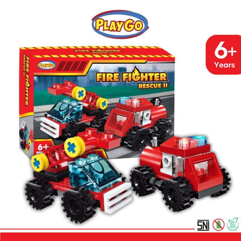 Promo Playgo Fire Fighter Mainan Lego Mobil Anak Kendaraan Pemadam Mini ...