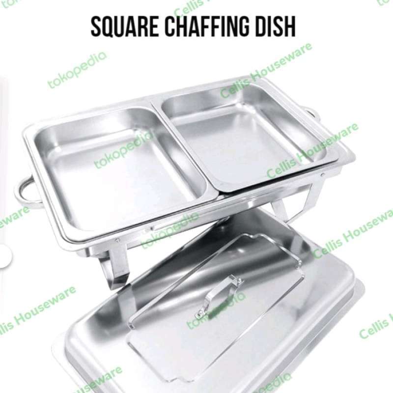 Jual Wadah Prasmanan Buffet Square Chafing Dish Sekat 2 Stainless ...