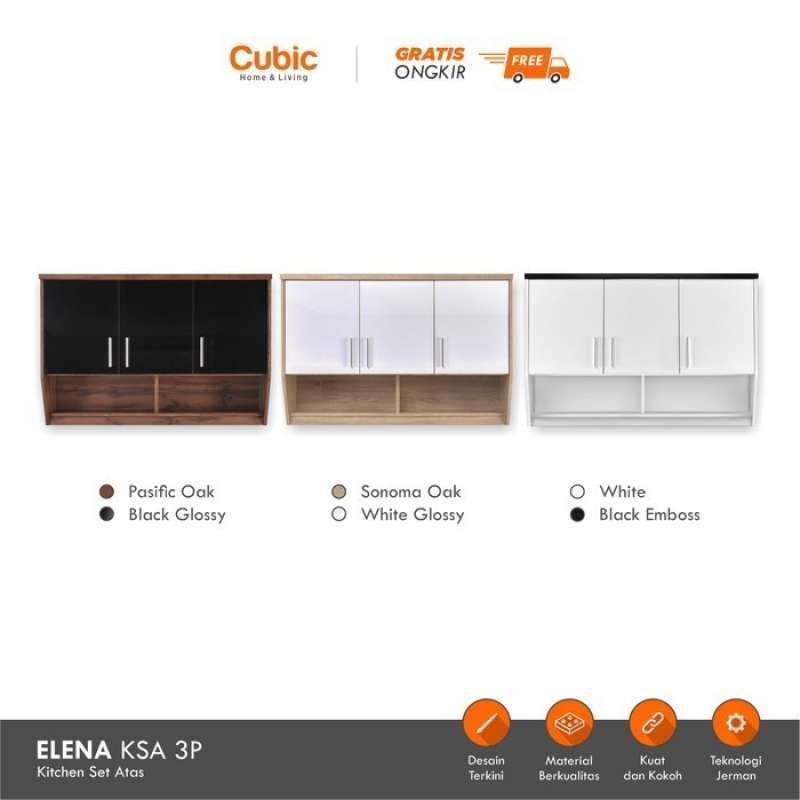 Jual Cubic Kitchen Set 3 Pintu Minimalis / Rak Atas Dapur / Elena Ksa ...