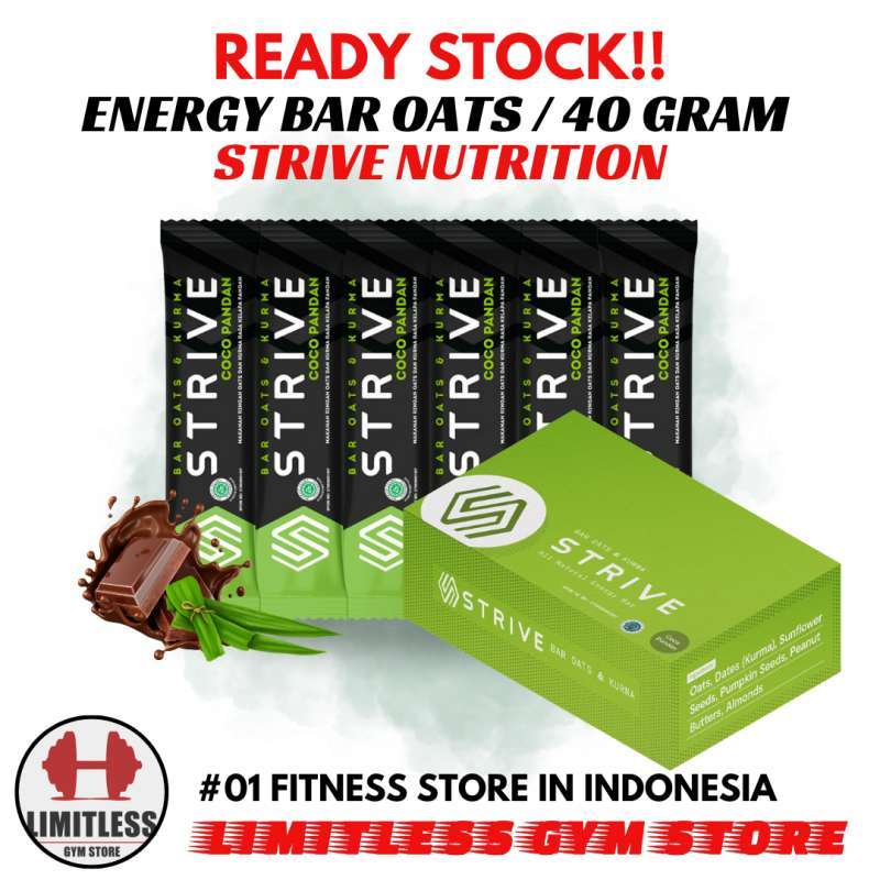 Promo Strive Energy Bar 40g - 1 Box | Healthy Vegan Bars Oat Kurma ...