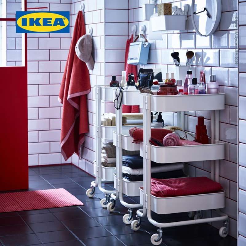 Jual Ikea Rã…skog Troli Dapur Dengan 3 Rak Putih Serbaguna 35x45x78 Cm ...