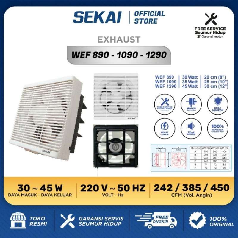 Promo Sekai Exhaust Dinding Wef-1290 Exhaust Wall Fan 12 Inch Hexsos Fan Diskon 23% Di Seller ...