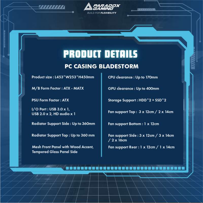 Jual Casing Komputer Paradox Gaming Blade Storm Tempered Glass Atx 4x ...