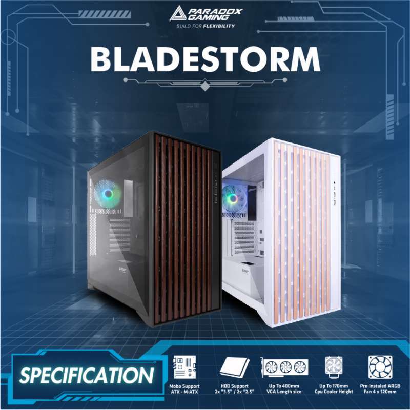 Jual Casing Komputer Paradox Gaming Blade Storm Tempered Glass Atx 4x ...