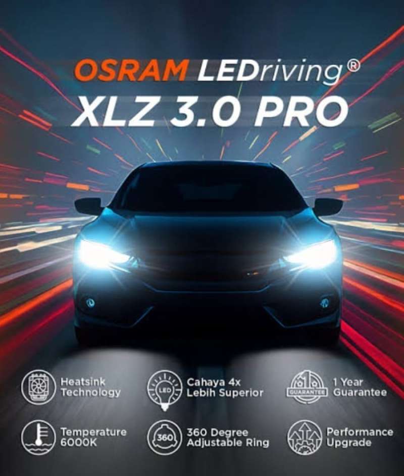 Promo Led Osram H4 / H19 Xlz 3.0 50w Pro Hi Lo Hl 50watt Headlamp Lampu ...