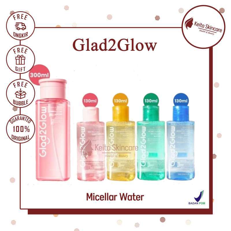 Promo Glad2glow Micellar Water 130ml Cherry Blossom Betaine Tremella ...