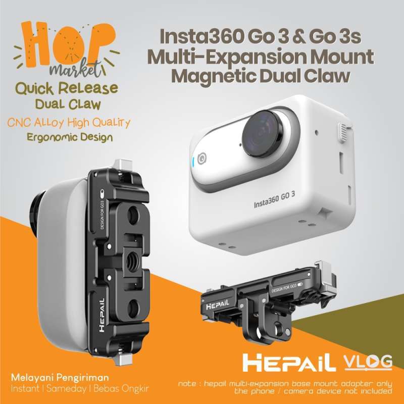 Jual Hepail Magnetic Mount For Insta360 Go3 Go3s Quick Release Bracket ...