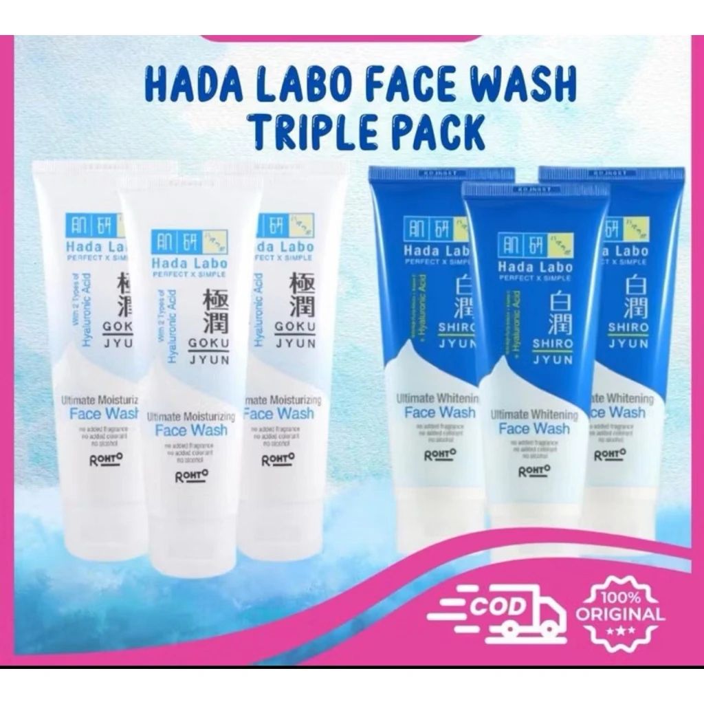 Jual [triple Pack] Hada Labo Face Wash Gokujyun | Shirojyun 100 Ml Di ...