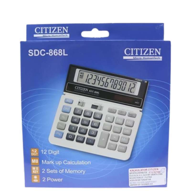 Jual Calculator Citizen Sdc 868l 12d Di Seller Aurellia Store ...
