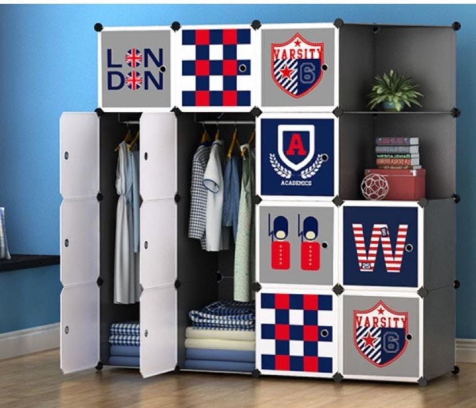 Jual Lemari Pakaian Plastik Kartun 4 Pintu Rak Baju Cartoon Lemari ...