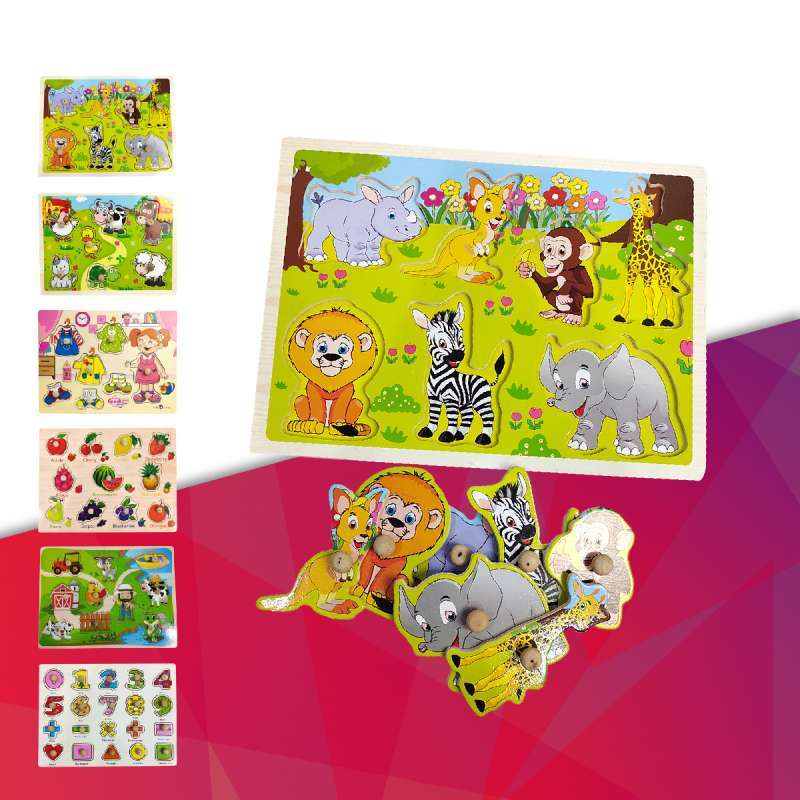 Promo OEM RB-M302 Puzzle Kayu Mainan Edukasi Anak Balok Kayu Knob ...