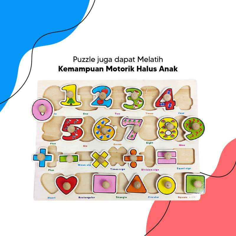 Promo OEM RB-M302 Puzzle Kayu Mainan Edukasi Anak Balok Kayu Knob ...