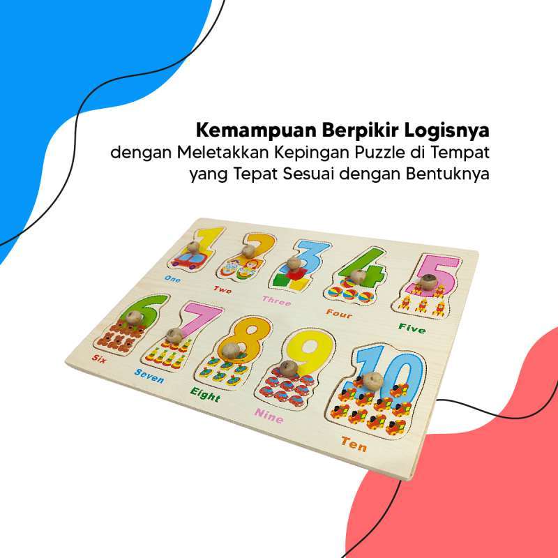 Promo OEM RB-M302 Puzzle Kayu Mainan Edukasi Anak Balok Kayu Knob ...