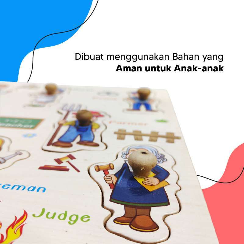Promo OEM RB-M302 Puzzle Kayu Mainan Edukasi Anak Balok Kayu Knob ...