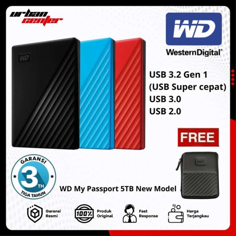Promo WD My Passport 5TB TERA Harddisk Eksternal 2.5 USB 3.0 Garansi 3 ...