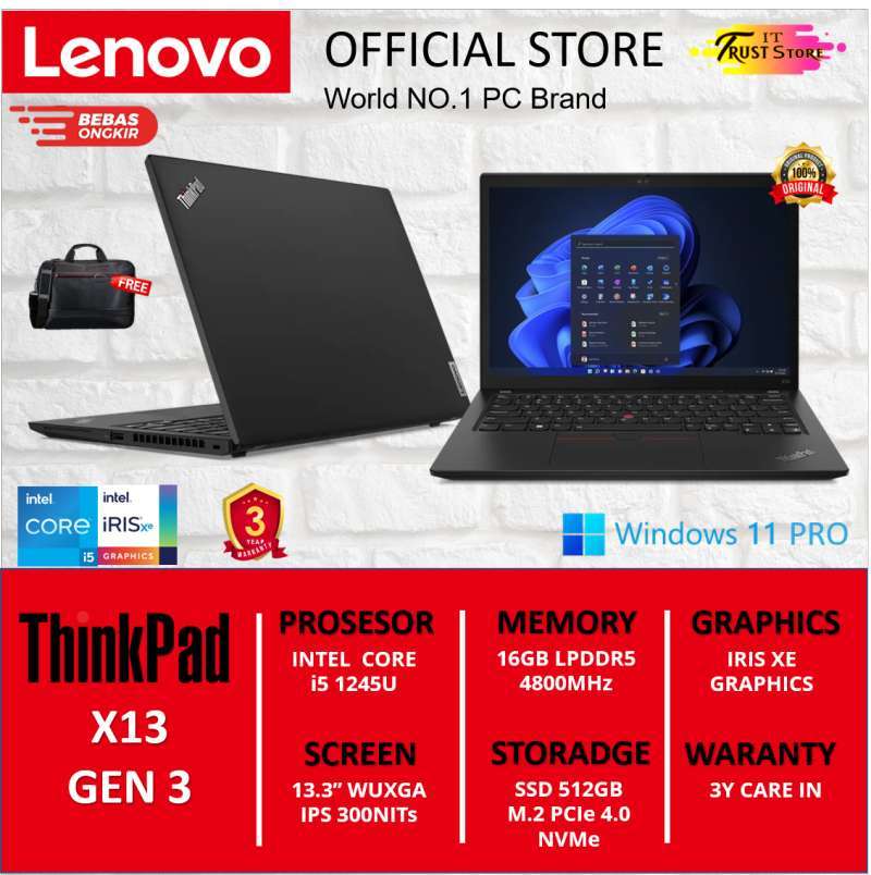 Jual LENOVO THINKPAD X13 G3 CORE i5 1245U 16GB 512GB 13.3 WUXGA IPS WIN ...