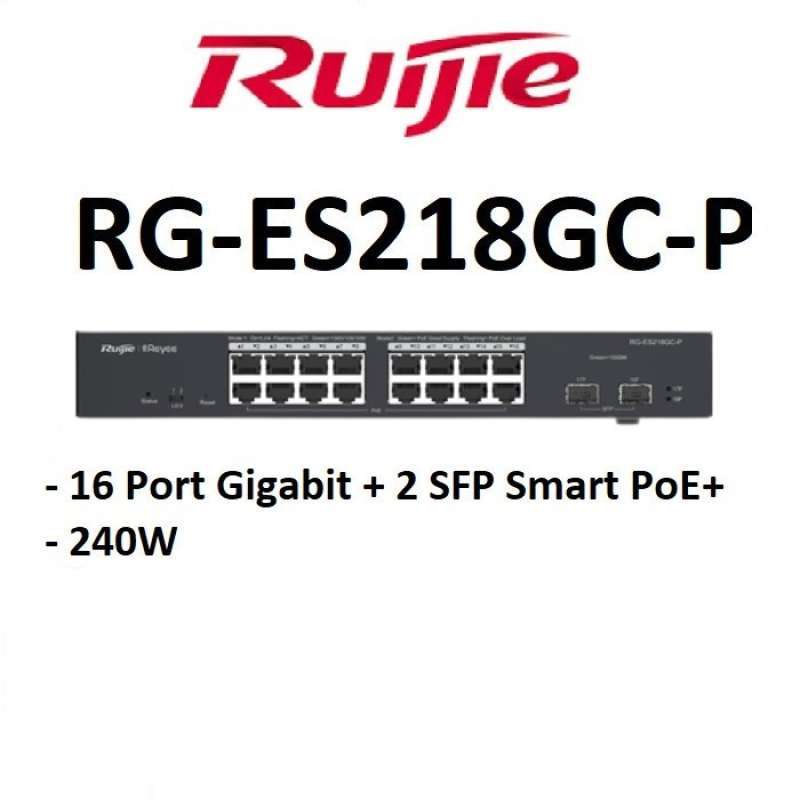Promo Ruijie RG-ES218GC-P ES218GC P 16 Port Gigabit + 2SFP Smart POE ...
