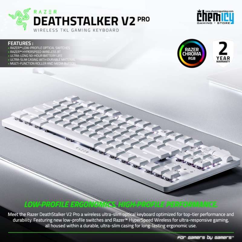 Jual Razer Deathstalker V2 Pro TKL White Wireless RGB Gaming Keyboard ...