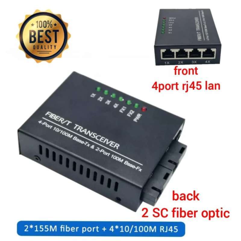 Promo ethernet fiber 4 RJ45 - 2 SC optical media converter single mode ...