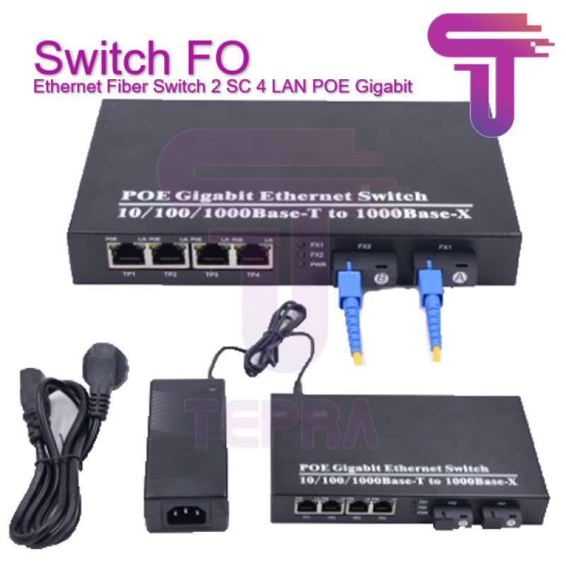 Promo Media Converter Ethernet Fiber Switch Fo 2 Sc 4 Lan Poe Gigabit ...