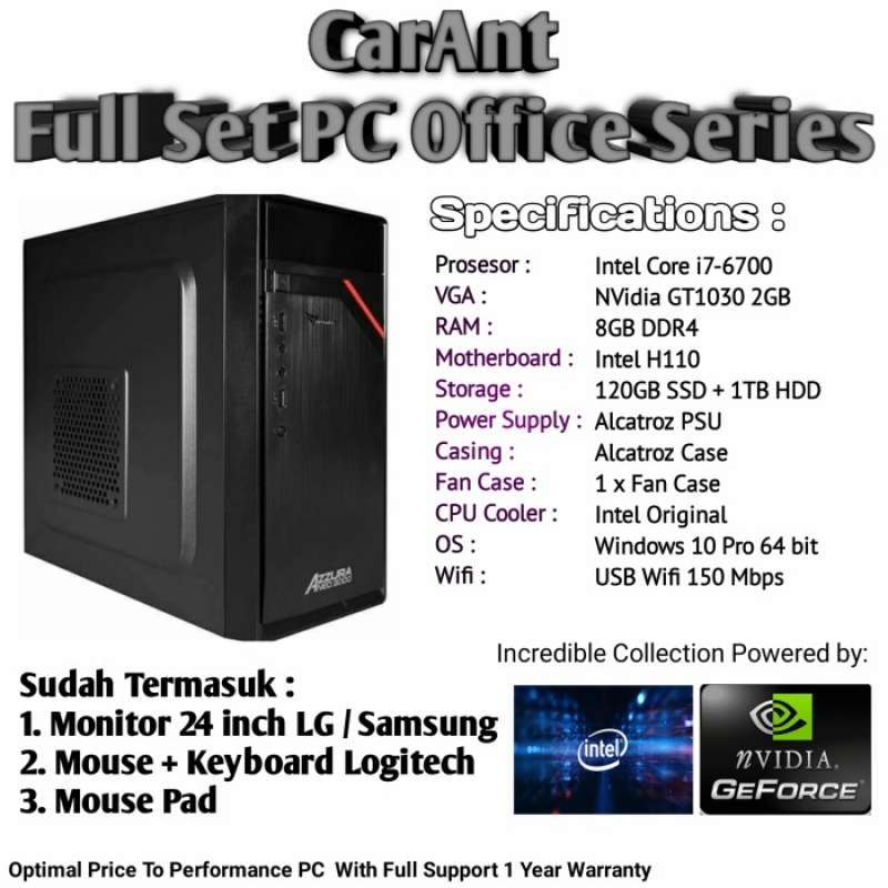 Promo CPU PC Rakitan | Full Set Monitor Mouse Keyboard | Core i7 SSD System Diskon 23% di Seller ...