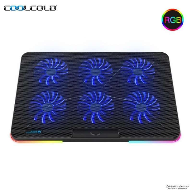 Jual COOLCOLD F5 RGB Laptop Cooler 6-fan Laptop Cooling Pad with RGB Light di Seller Deenetshop ...
