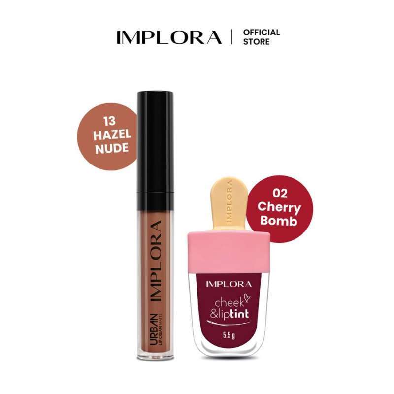Jual Implora Korean Matte Ombre Lips (Hazelnude Lip Cream + LipTint ...