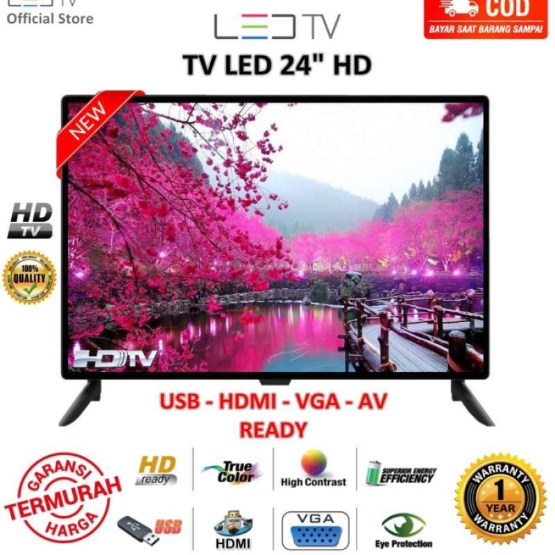 Jual TV LED 24 INCH LENGKAP HDMI VGA USB AV GARANSI 1TAHUN di Seller ...