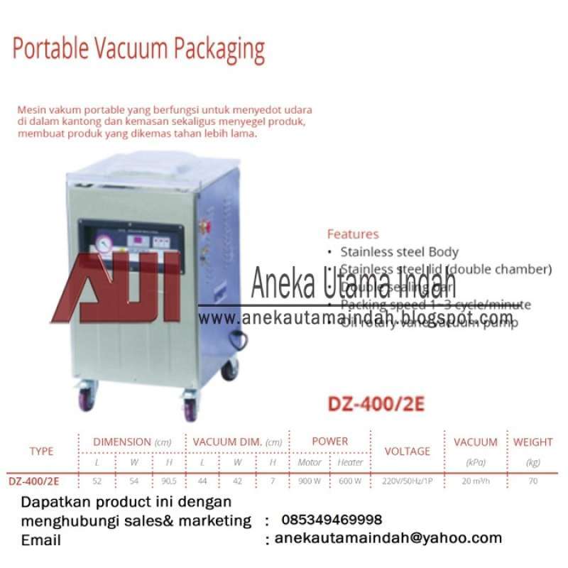 Promo GETRA DZ-400/2E VACUUM PACKAGING MACHINE / MESIN VACUUM KEMASAN ...
