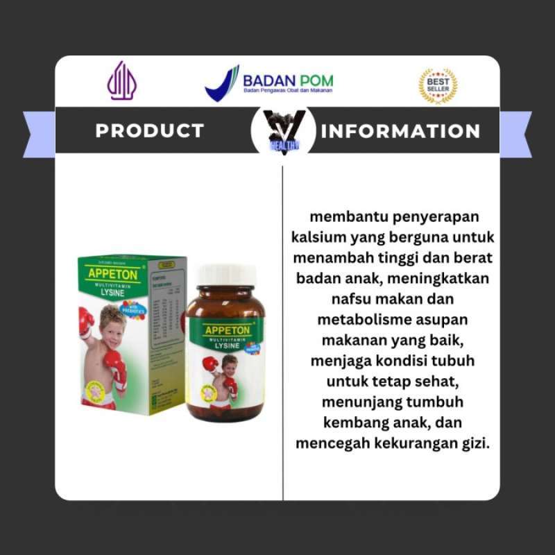 Promo appeton mv lysine with prebiotic appeton lysine tablet prebiotik ...