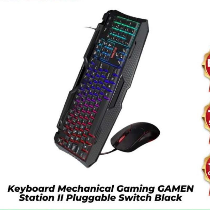 Jual Keyboard Mechanical Gaming GAMEN Station II Pluggable Switch Black ...