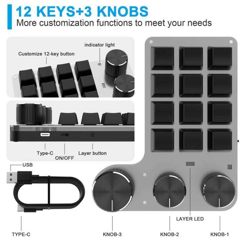 Jual Keyboard Mechanical Macro Gaming Shortcut Numeric Hotswap Rgb - Md ...