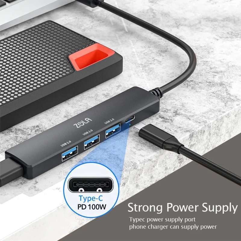 Promo Zola 5 In 1 Usb Hub Type C Adapter Hdmi 4k 30hz High Speed Otg Pd 100w Diskon 51% Di ...