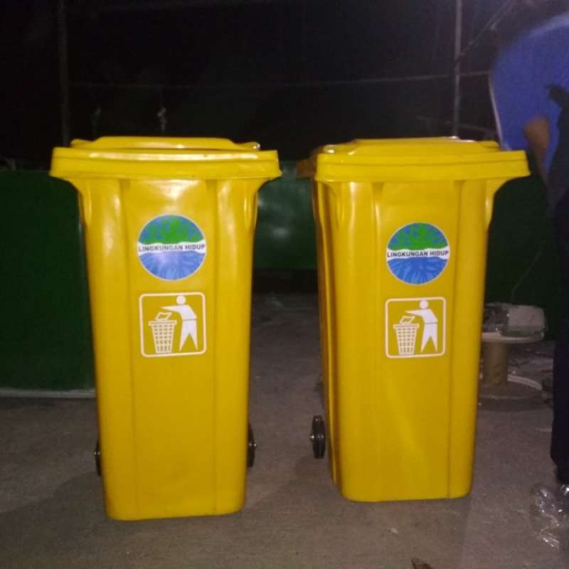 Promo tempat sampah fiberglass sulo atau roda vol 100L - Merah Diskon 9 ...
